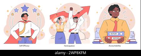 Empowerment set. Confident office employees, inclusive team ...