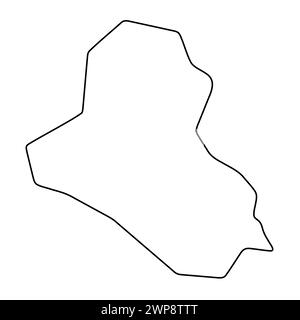 Iraq country thin black outline silhouette. Simplified map. Vector icon ...