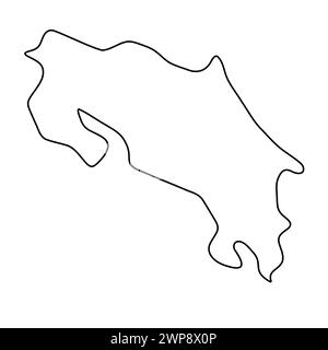 Costa Rica country thick black outline silhouette. Simplified map ...