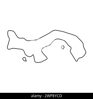 Panama country simplified map. Black dotted outline contour. Simple ...