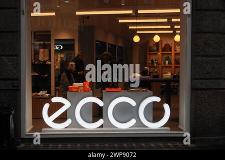 Copenhagen, Denmark /06 March 2024/.Danih brand name Ecco store on ...