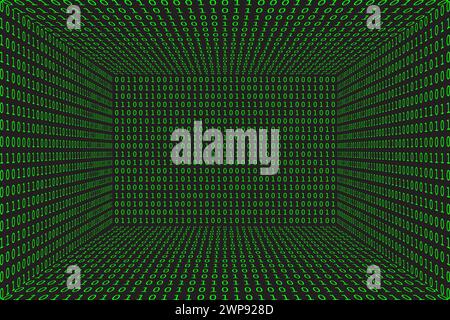 Program datum 3d background. Green programming binary coding. Matrix hacker vector illustration ...