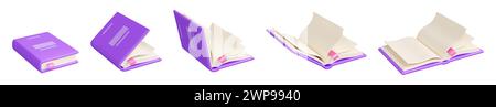 Book open and close animation steps. 3D render illustration set Stock ...