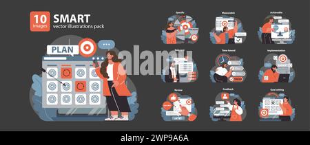 SMART goals set. Professionals monitor targets. Analyzing objectives ...