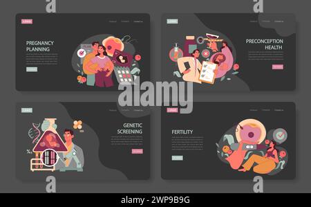 Pregnancy Planning set. Couples explore fertility, ovulation ...