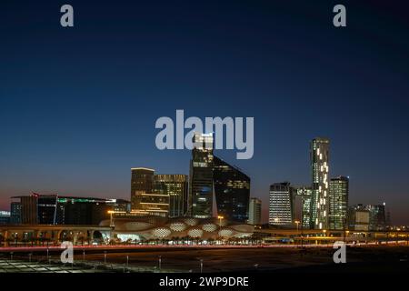 Beautiful New Riyadh Skyline after sunset. Riyadh city towers in Saudi ...