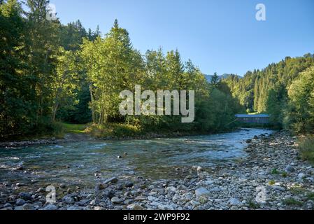 Alpine Oasis: A Mountain River's Journey through Rocky Shores and ...