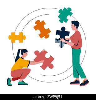 business woman with puzzle pieces vector illustration design Stock ...