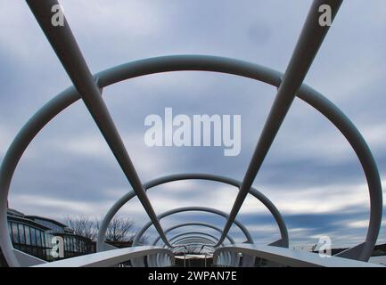 A Tubular metal Bridge support Stock Photo - Alamy