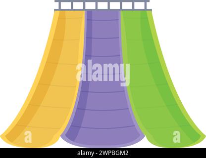 Triple water slide icon cartoon vector. Aquatic tube swim. Pool park ...