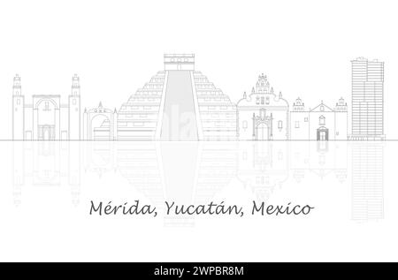 Cartoon Skyline panorama of city of Merida, Yucatan, Mexico - vector ...
