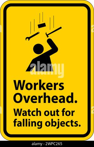 Warning Falling Debris Sign, Workers Overhead Falling Objects Stock ...
