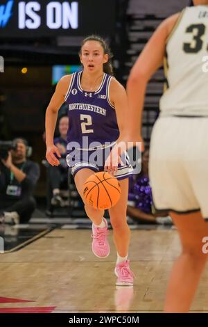 Northwestern guard Caroline Lau (2) brings the ball up court during the ...