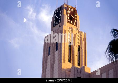 art deco, clock, tower, buiilding, architecture, Santa Monica ...