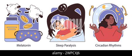 Insomnia set. Diverse characters suffering from sleep deprivation ...