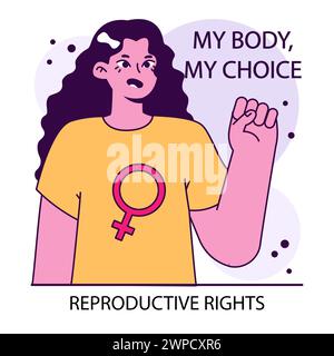 Reproductive rights. Empowered resolute woman heralds the importance of ...