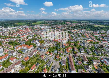 Aerial view of the town of Senden an der Iller south of Neu-Ulm in ...