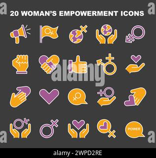 Women's empowerment icons set. A comprehensive collection capturing ...