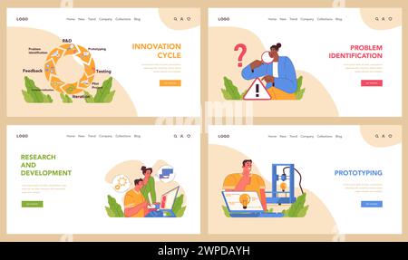 Innovation cycle web or landing. Generation of a creative idea or business solution. Start up or ...