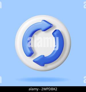 3D Synchronization Icon Isolated. Render Sync Sign in Round Shape. Cloud Computing or Refresh ...