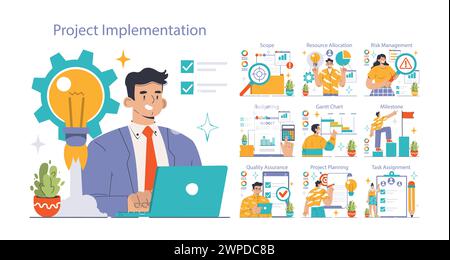 Resource allocation concept. A vibrant vector illustration displaying a ...