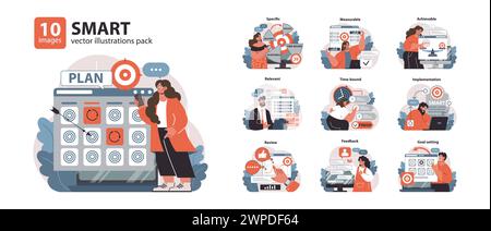 SMART goals set. Professionals monitor targets. Analyzing objectives ...
