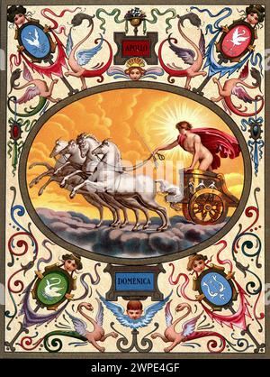 Apollo in his horse-drawn chariot at the left, above him above Jupiter ...