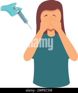 Boy afraid of injection icon cartoon vector. Doctor healthcare. Room ...