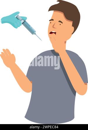 Girl cry under injection icon cartoon vector. Doctor afraid. Hospital ...