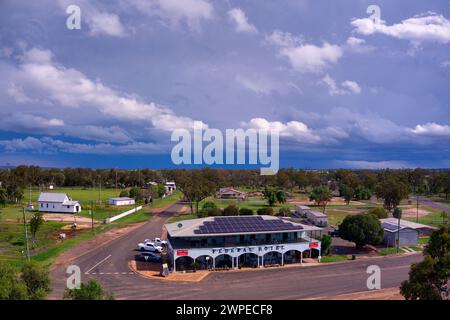 Aerial of the Federal Hotel Wallumbilla a rural town and locality in ...