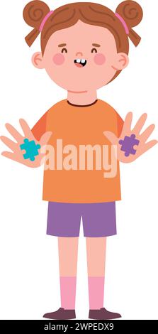 autism girl with painting hands Stock Vector Image & Art - Alamy