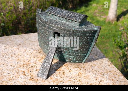 Noah's Ark, a bronze mini statue by Hungarian Ukrainian sculptor Mihaly ...