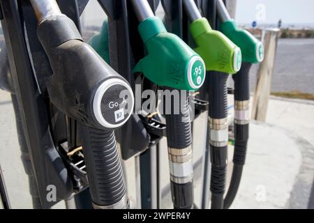 unleaded petrol fuel pumps at a service station playa blanca, Lanzarote ...