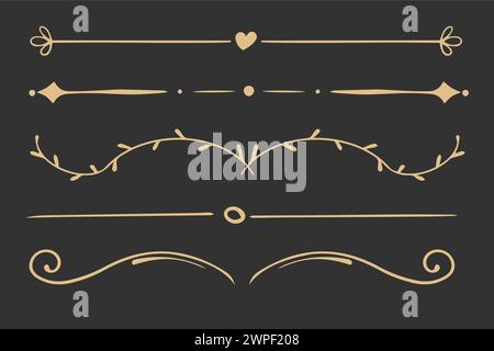 Elegant gold divider thin line classic deco border separator collection ...