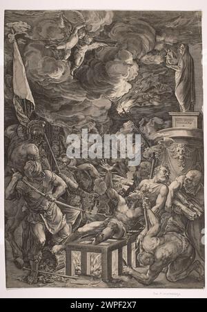 This religious artwork, created after Titian, depicts The Rest on the ...