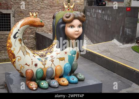 Uniquely Painted Sahmeran, Serpent Goddess, Statues in Istanbul Stock ...