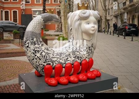 Uniquely Painted Sahmeran, Serpent Goddess, Statues in Istanbul Stock ...
