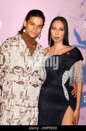 (L-R) D’Pharaoh Woon-A-Tai and Quannah Chasinghorse arrives at the 2022 ...