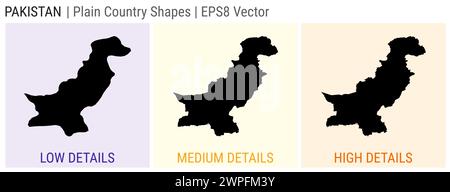 Pakistan plain country map. Medium details. Outline style. Shape of ...