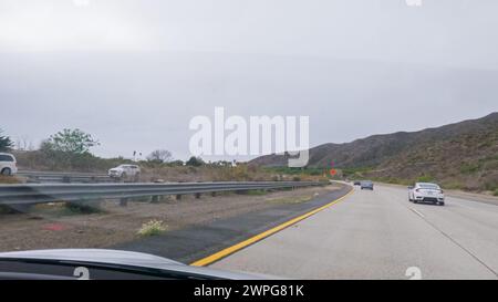Gloomy Winter Drive by Rincon Beach, Highway 101 Stock Photo - Alamy