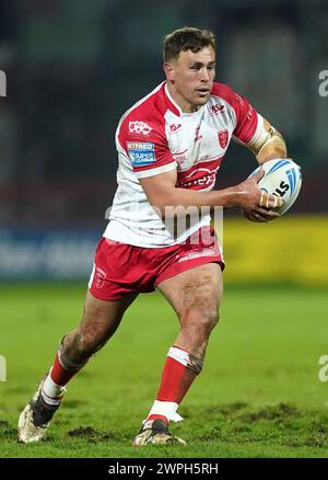 Hull Kingston Rovers' Jai Whitbread (right) celebrates scoring their ...