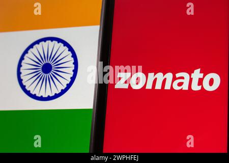 Zomato app seen in App Store on iPhone. Zomato is an Indian ...