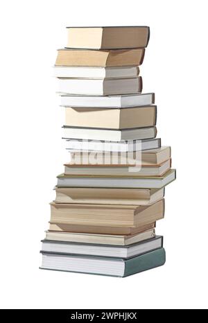 High stack of many different books isolated on white Stock Photo - Alamy