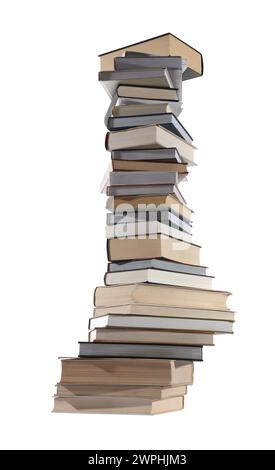 High stack of many different books isolated on white Stock Photo - Alamy
