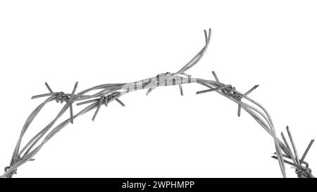 Shiny metal barbed wire isolated on white Stock Photo - Alamy