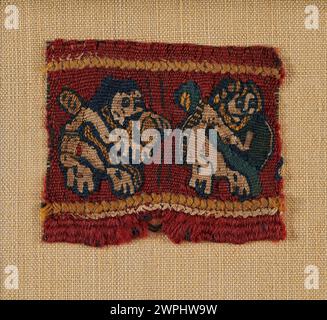 This Coptic textile fragment displays characteristic decorative motifs ...