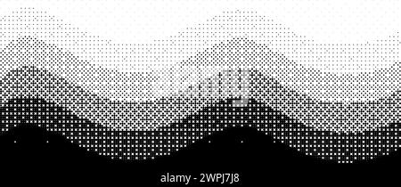 Pixelated bitmap wave gradient texture. Black and white dither pattern ...