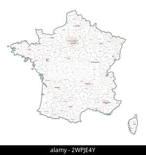 Administrative map of France showing regions, provinces Stock Vector ...