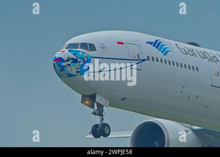 SINGAPORE - MARCH 8, 2024: Garuda Indonesia B777-3U3(ER), PK-GIJ Ayo ...