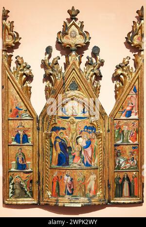 "Portable Triptych with a Central Crucifixion", 1370-1375, Lorenzo Veneziano, Thyssen Bornemisza ...
